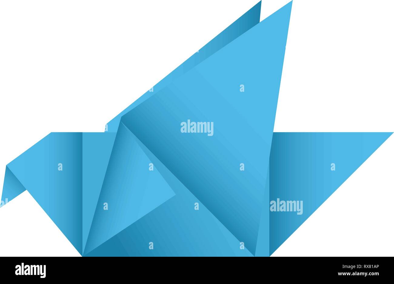 Paper origami in blue bird shape on white background (Vector Stock ...