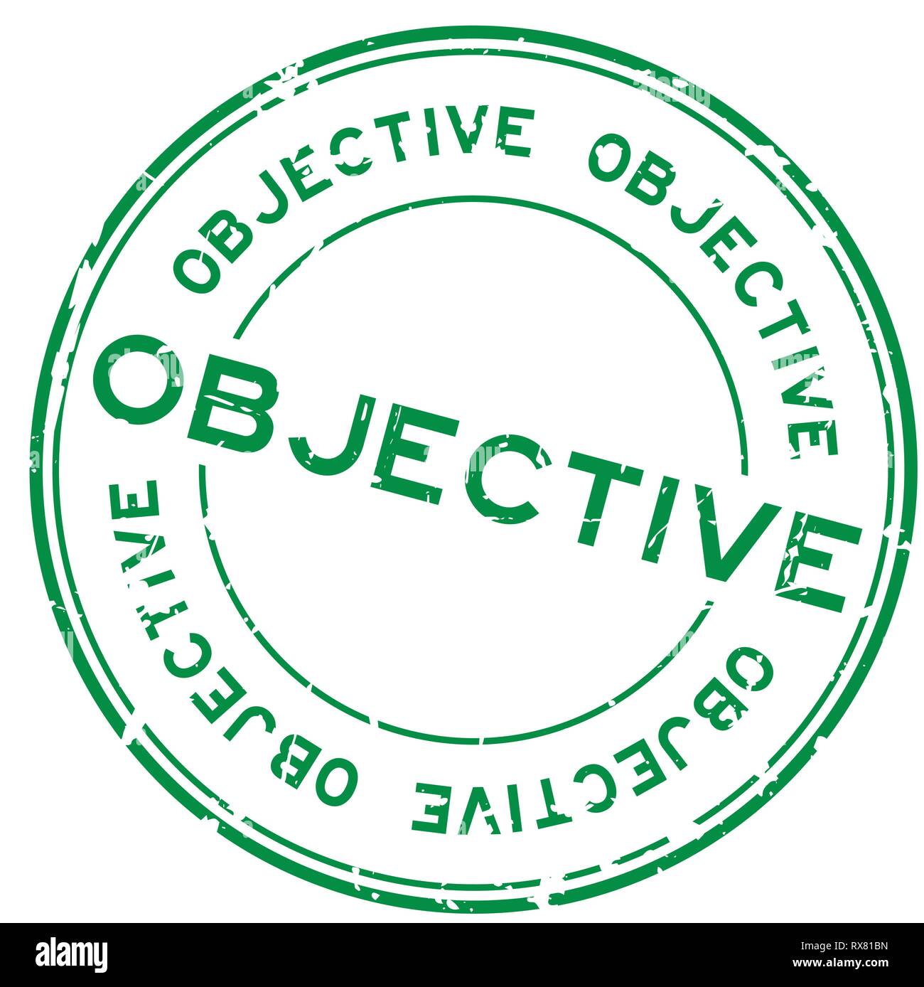 Grunge green objective round rubber seal stamp on white background ...