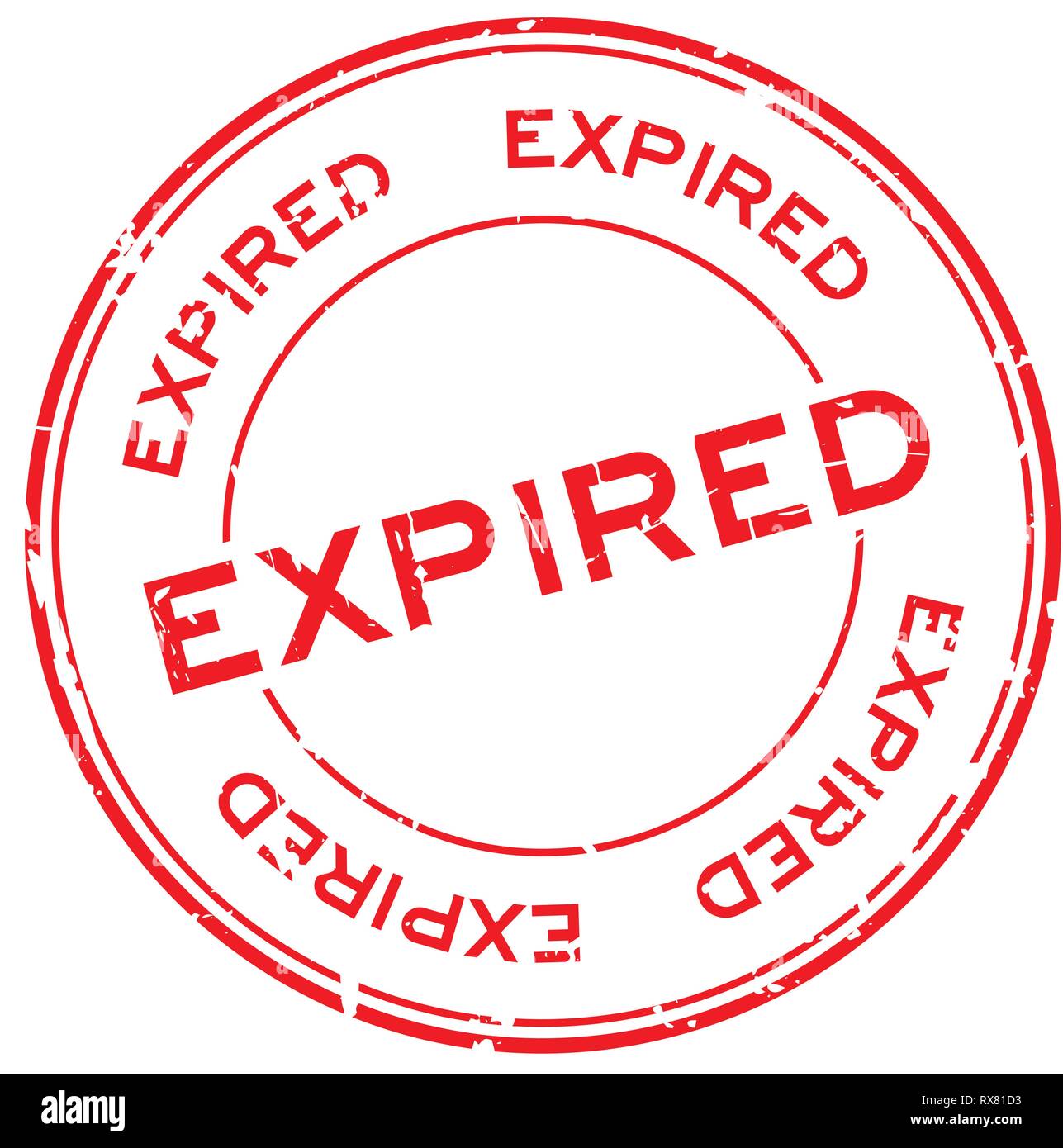 Grunge red expired round rubber seal stamp on white background Stock ...