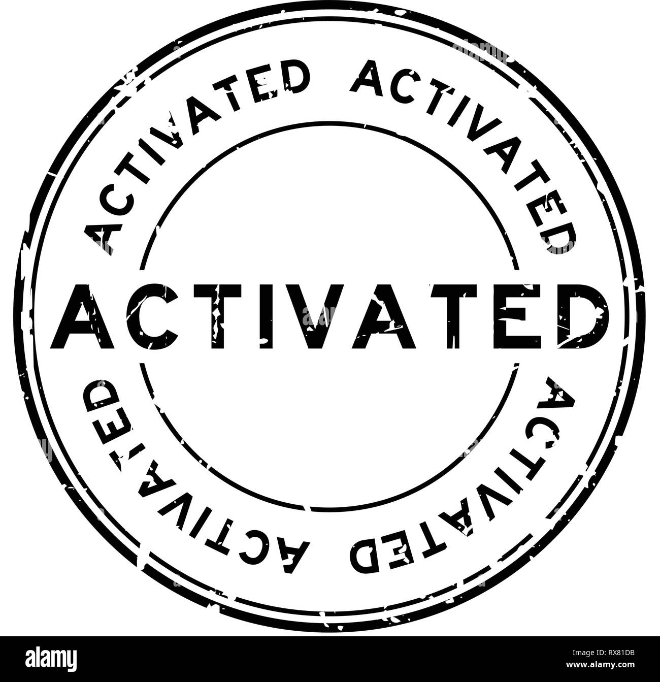 Grunge black activated rubber seal stamp on white background Stock ...