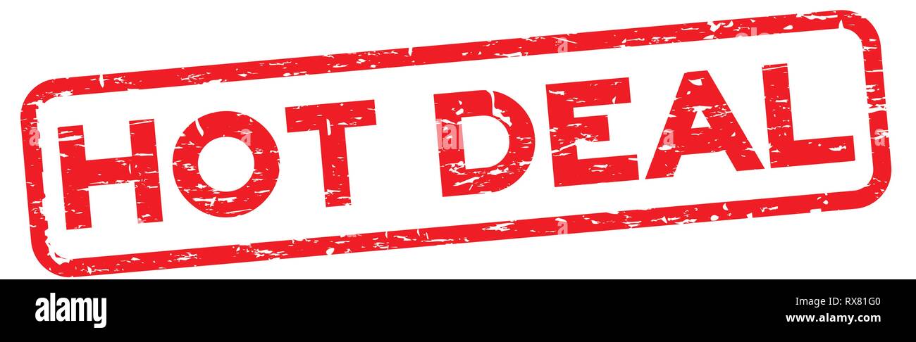 Grunge red hot deal square rubber seal stamp on white background Stock ...