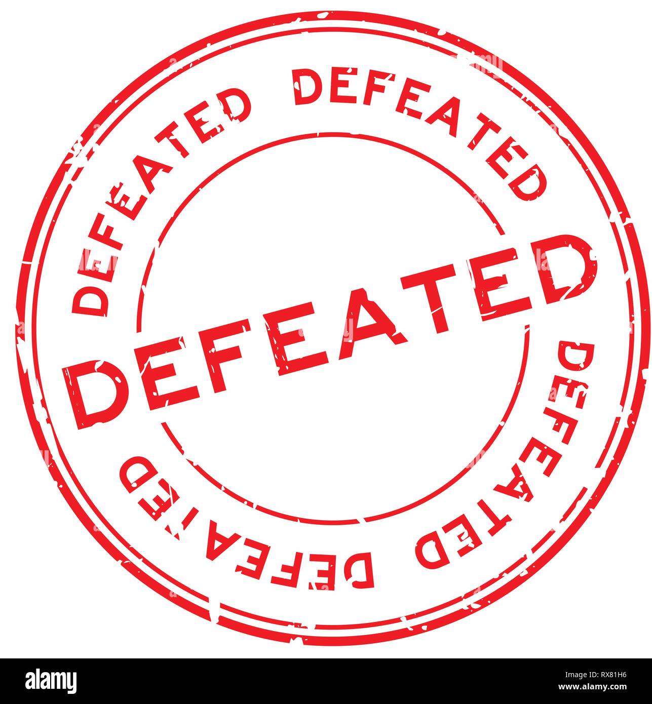 Grunge red defeated round rubber seal stamp on white background Stock ...