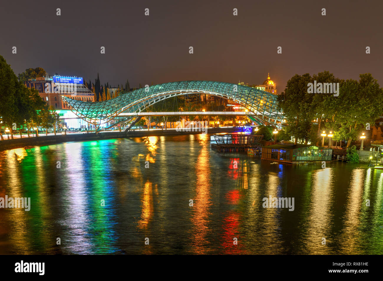 The Bridge of Peace in Tbilisi, a pedestrian bridge over the Mtkvari ...