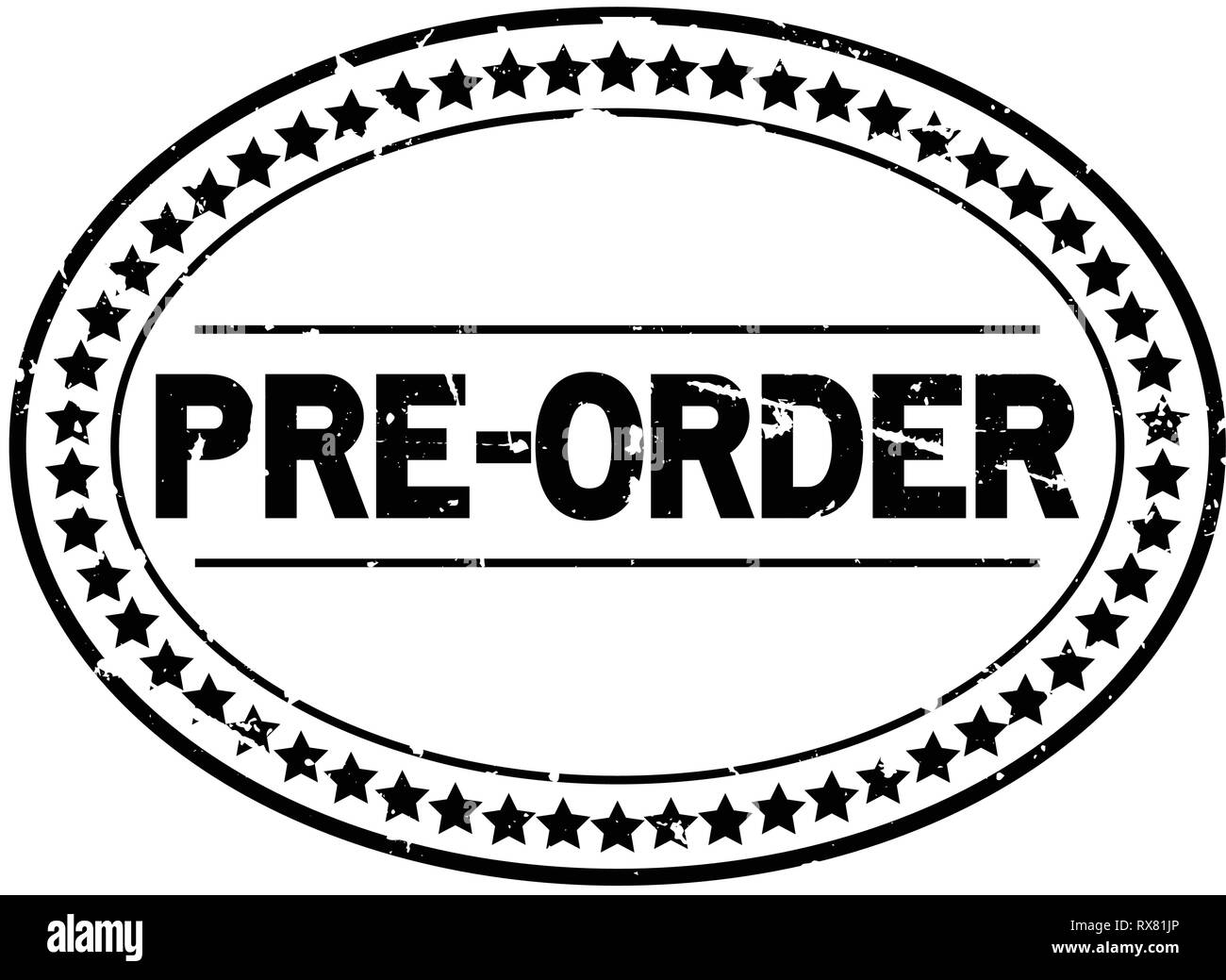 Grunge black pre order oval rubber seal stamp on white background Stock ...