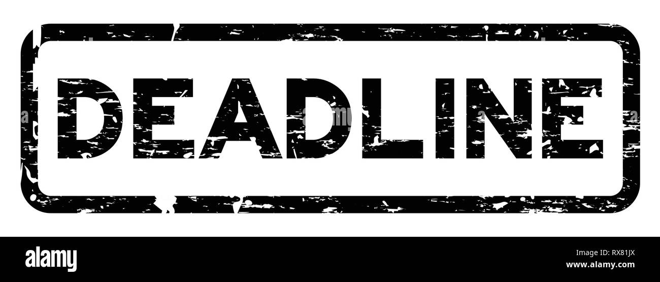 Grunge black deadline square rubber seal stamp on white background ...