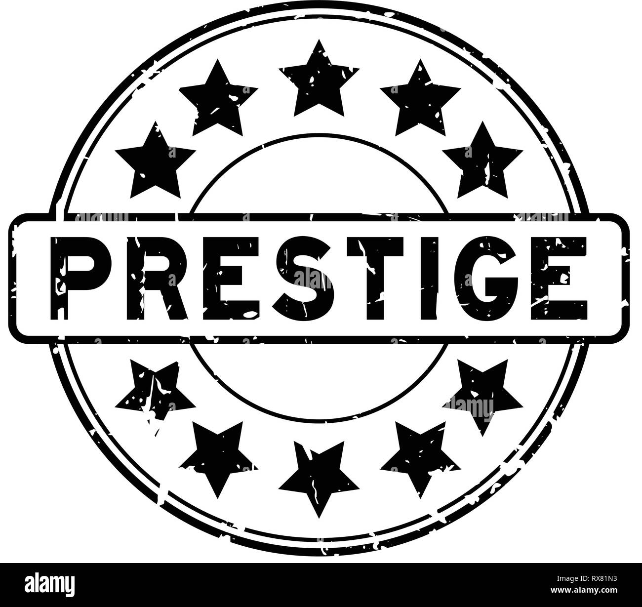 Grunge black prestige with star icon round rubber seal stamp on white background Stock Vector ...
