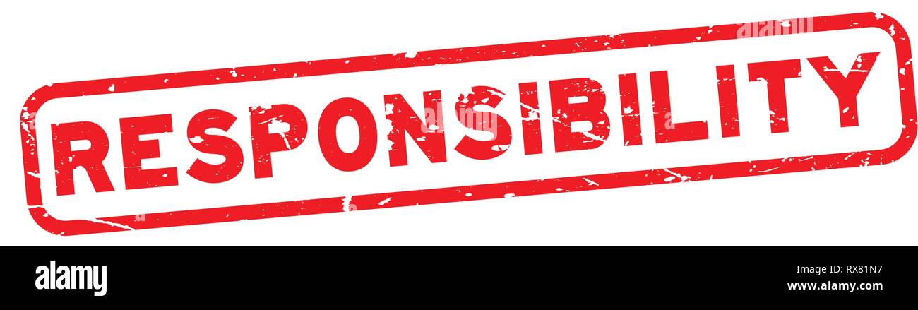 Grunge red responsibility square rubber seal stamp on white background ...