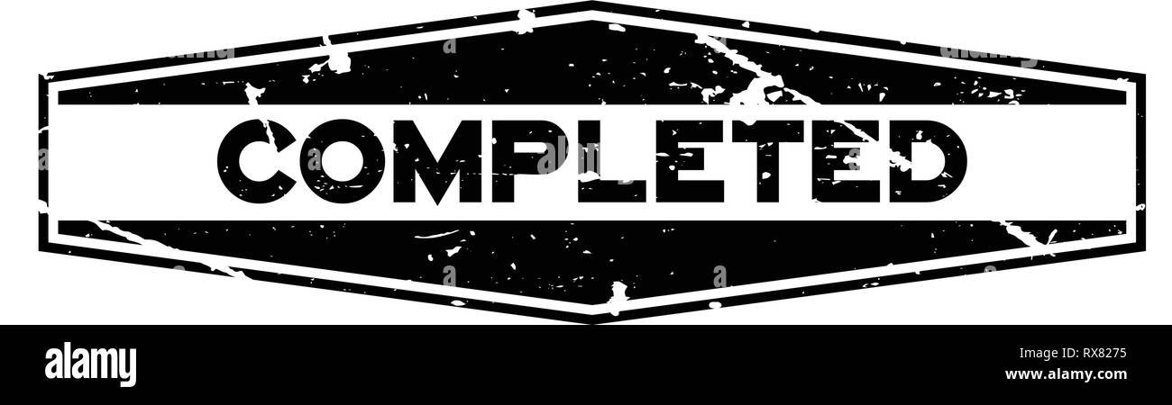 Grunge black completed word hexagon rubber seal stamp on white ...