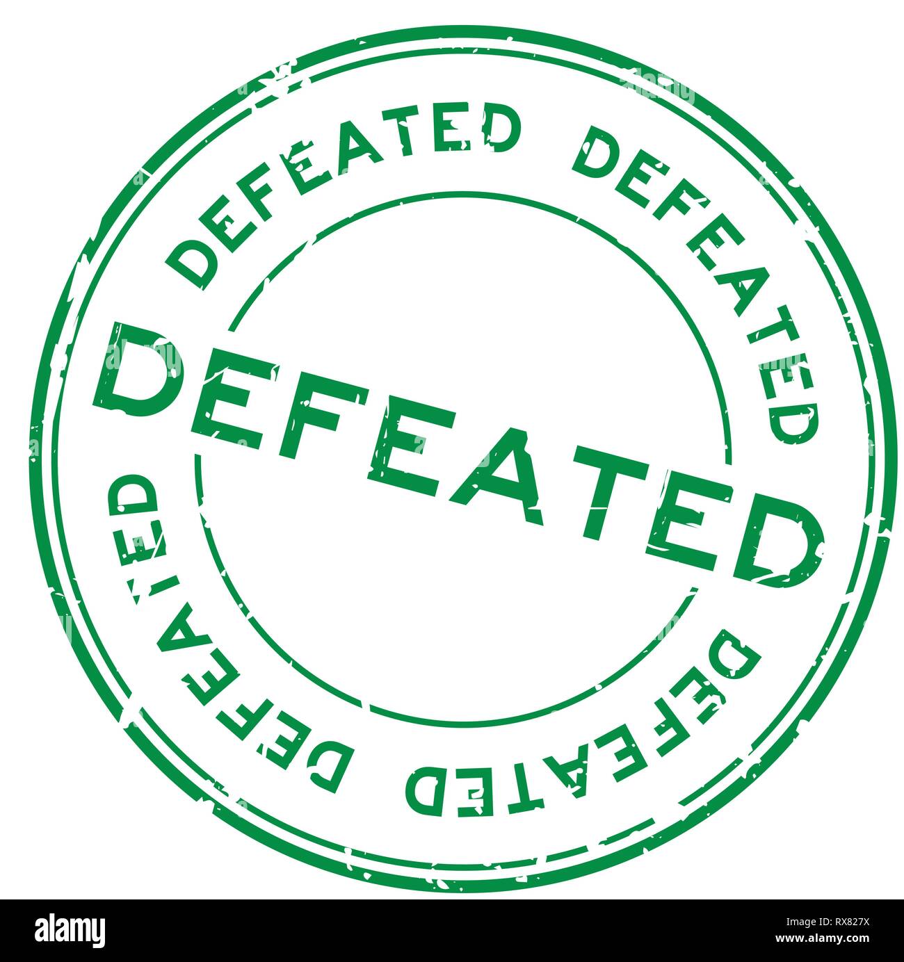 Grunge green defeated round rubber seal stamp on white background Stock ...