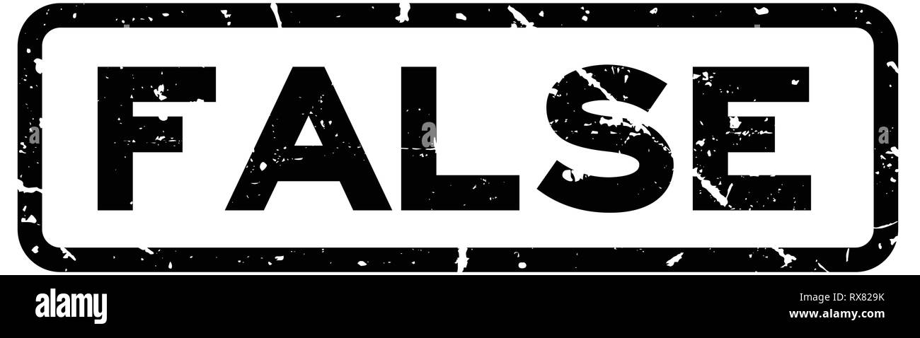 Grunge black false wording square rubber seal stamp on white background ...