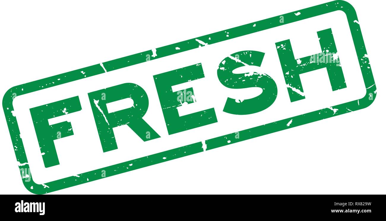 Grunge green fresh word square rubber seal stamp on white background ...