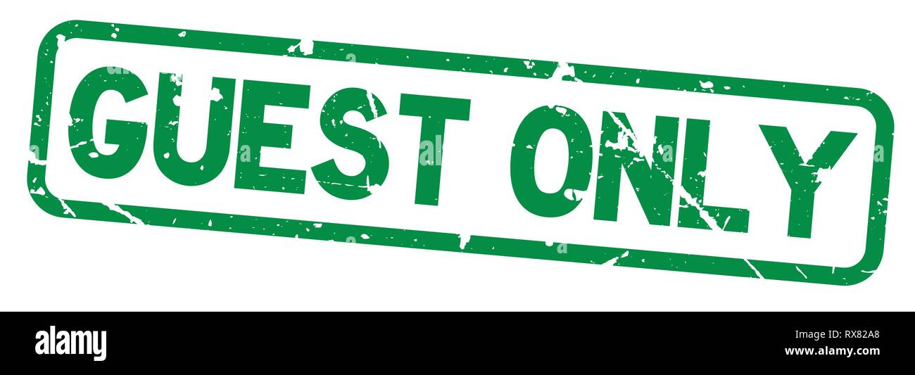 Grunge green guest only word square rubber seal stamp on white ...