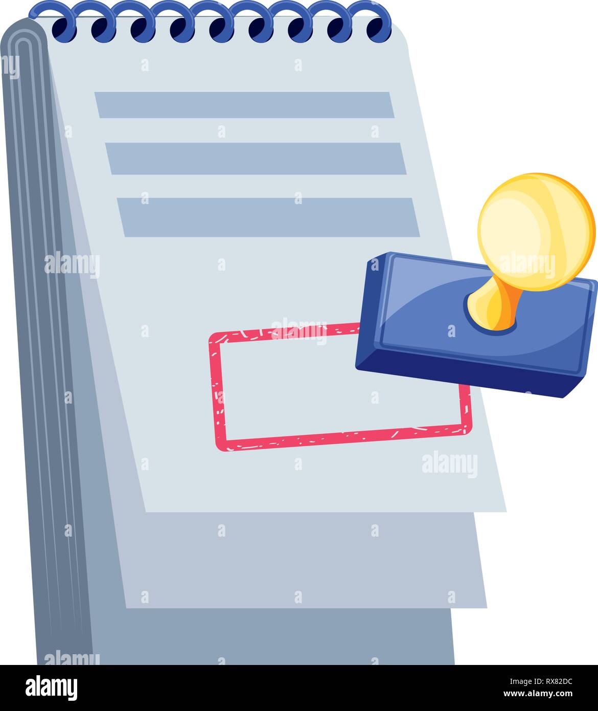 rubber stamp handle with notepad vector illustration design Stock ...