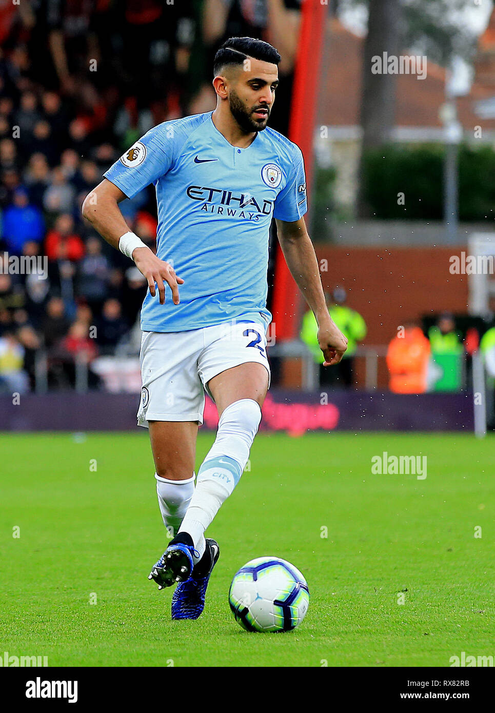 Manchester City's Riyad Mahrez on the ball during the Premier League ...