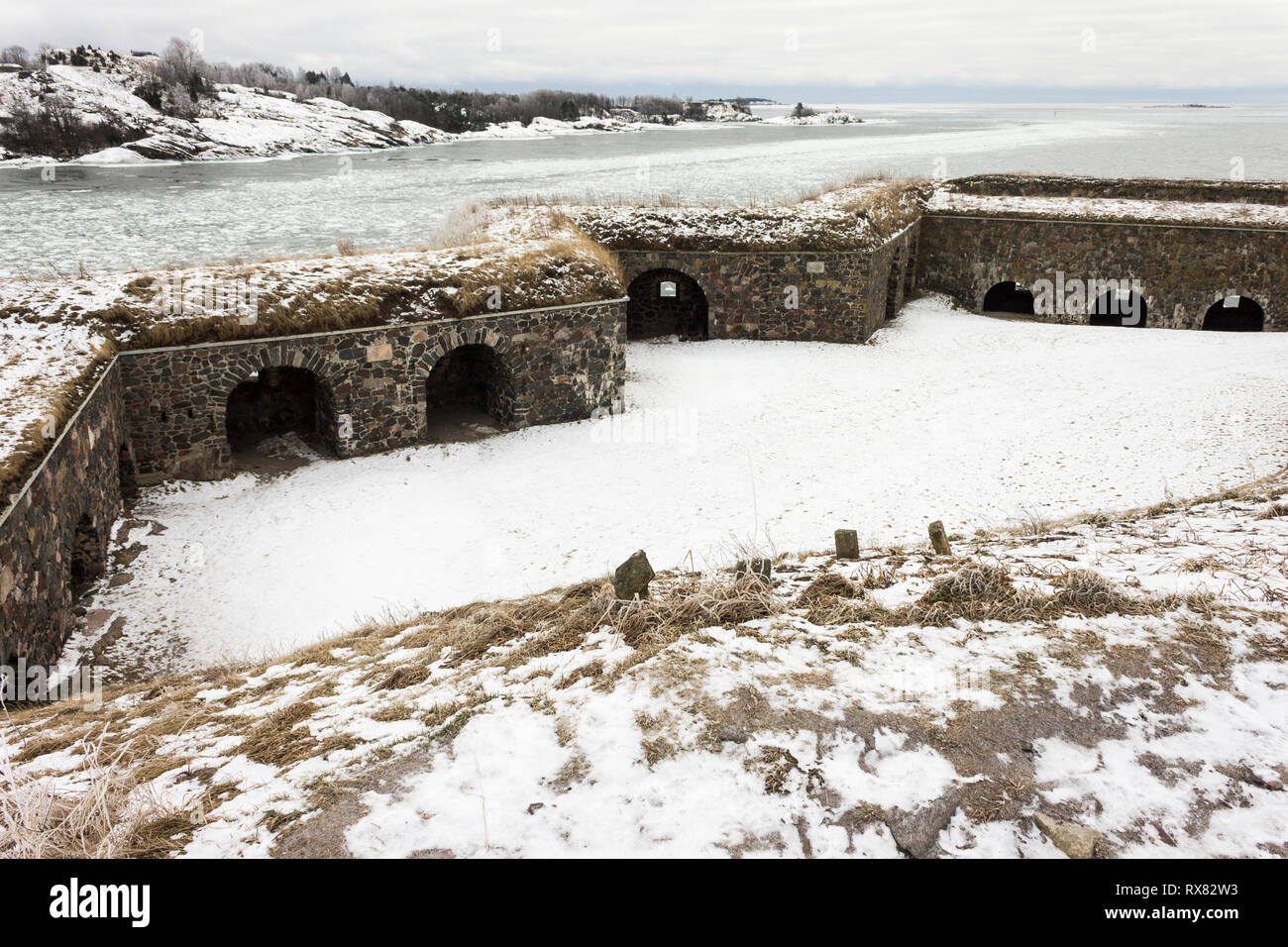 Helsinki, Finland. Walls and fortifications of the fortress island of ...