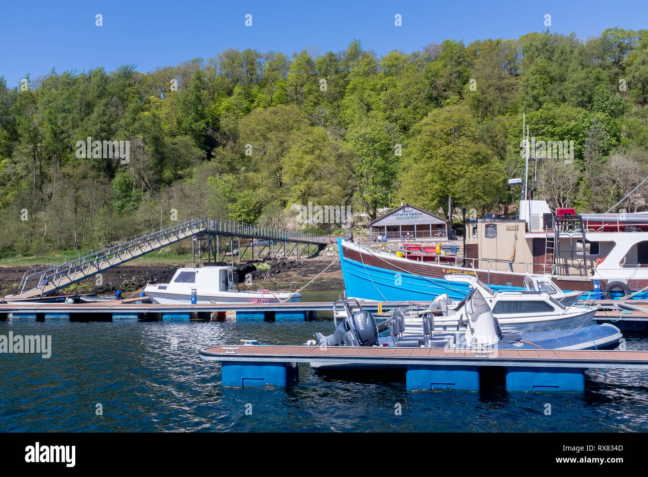 New floating pontoon pier at Lochaline harbour scottish west coast of ...