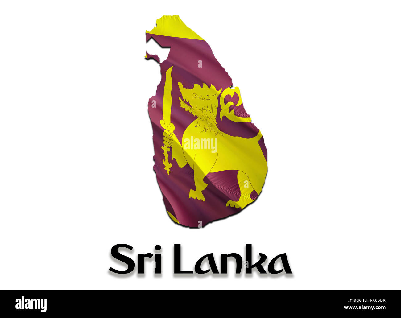 Sri Lanka Map Flag. 3D rendering Sri Lanka map and flag on Asia map ...