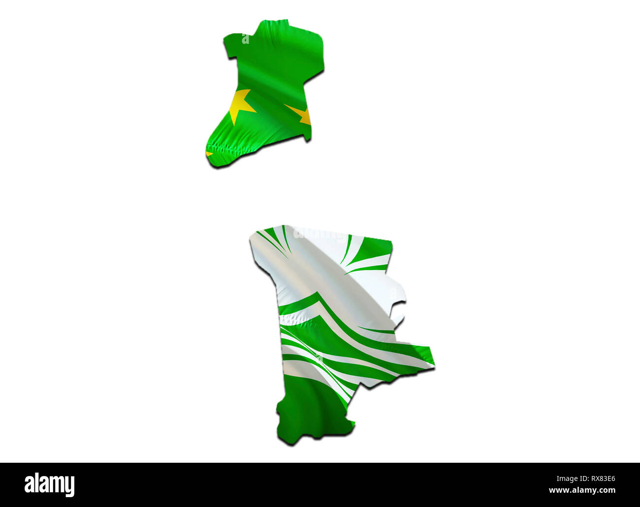 Map on Macau waving Flag. 3D rendering Macau map and waving flag on ...