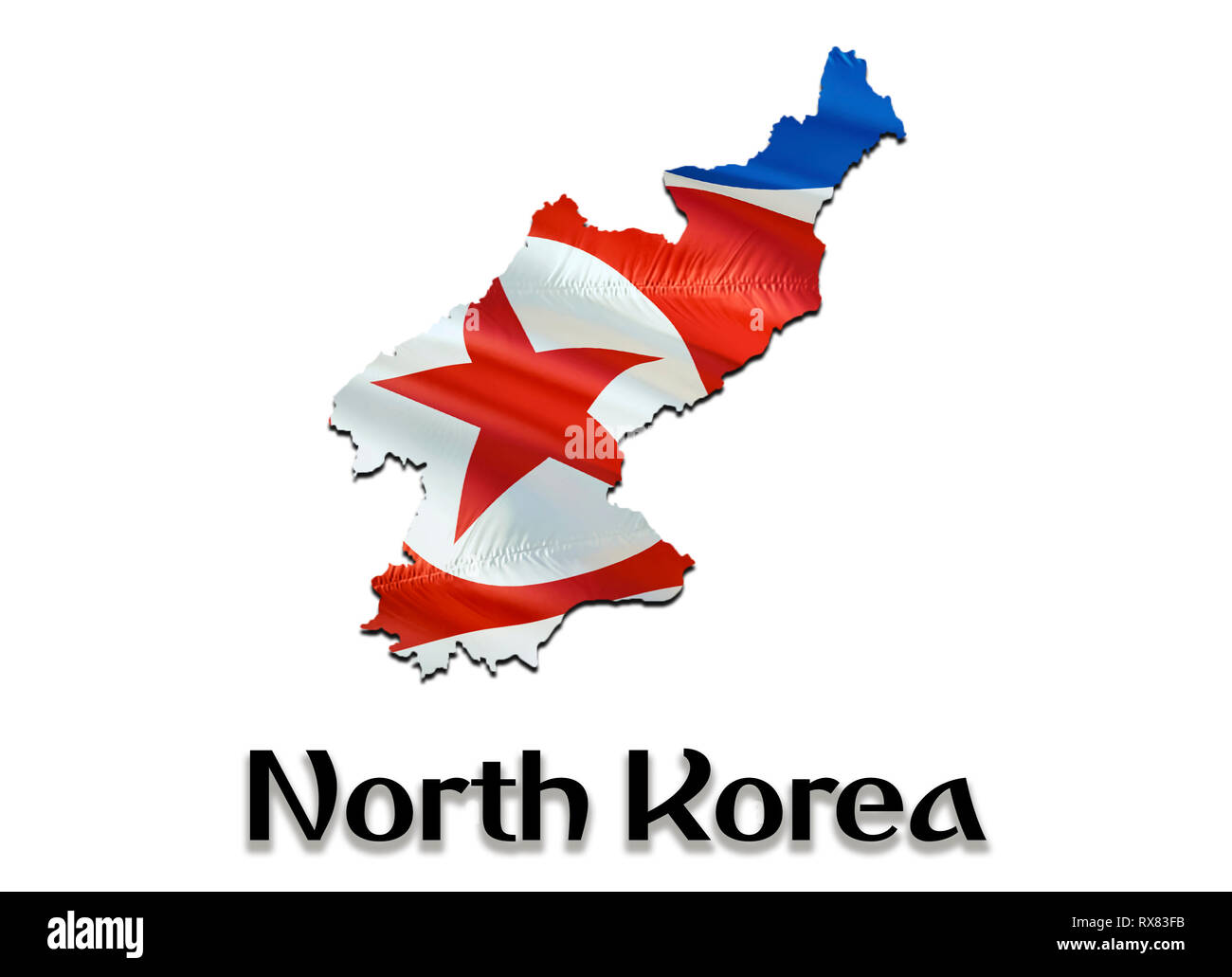 North Korea Map Flag. 3D rendering North Korea map and flag on Asia map ...
