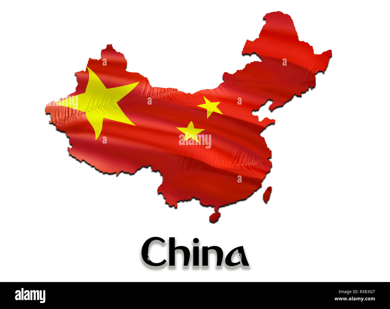 China with Taiwan Map Flag. 3D rendering China map and flag on Asia map ...