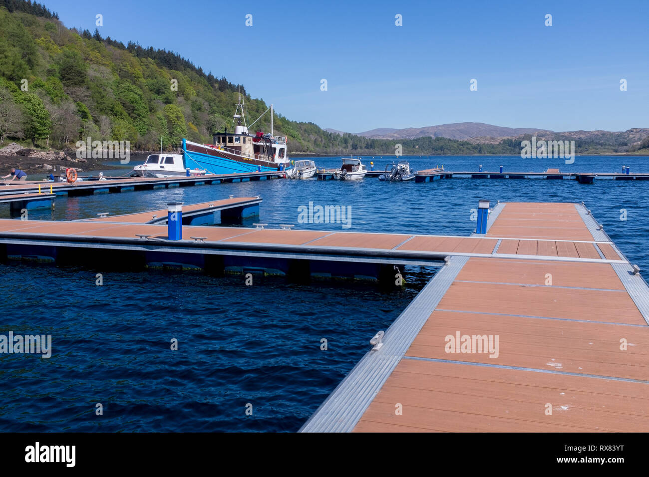 New floating pontoon pier at Lochaline harbour scottish west coast of ...