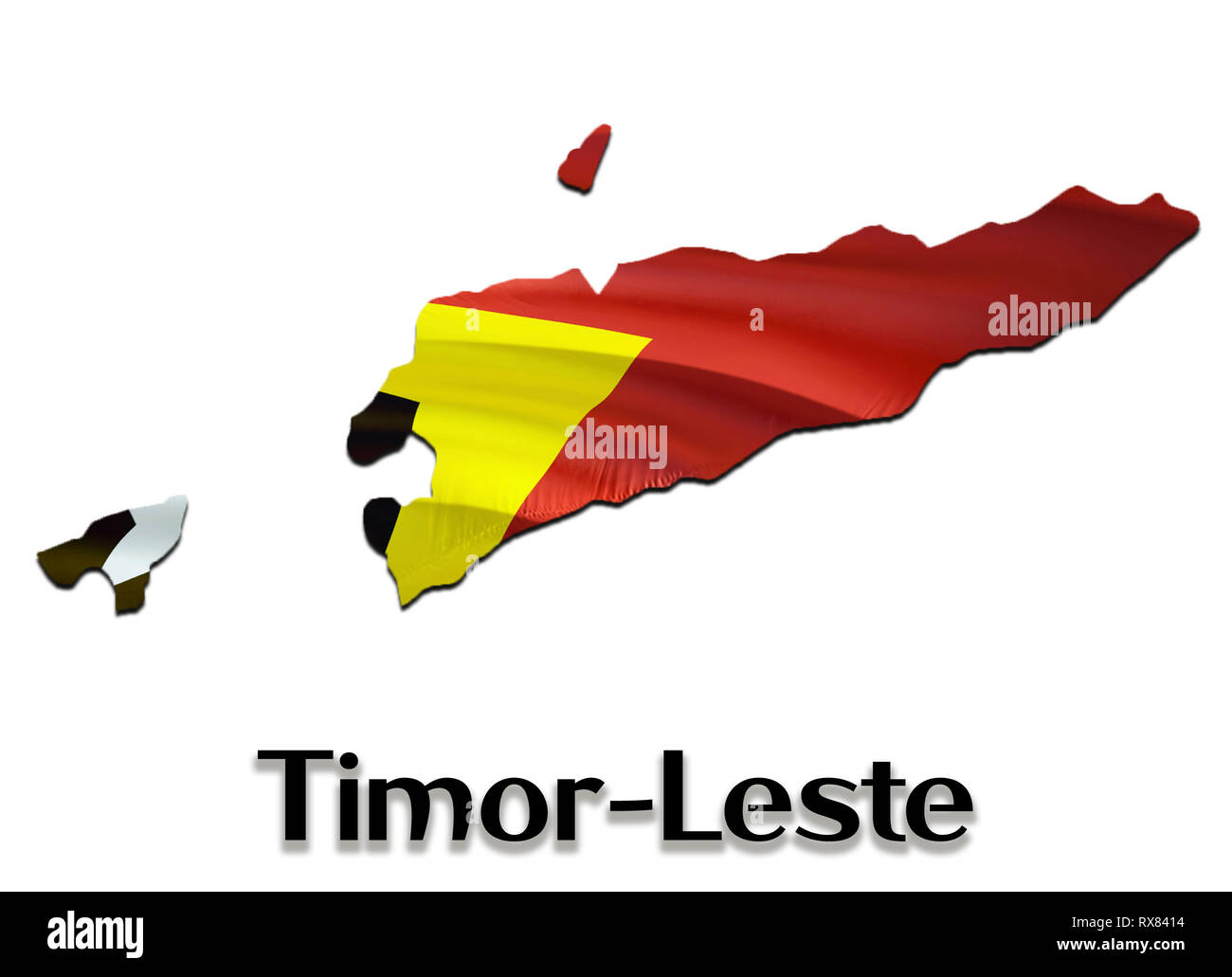 East Timor Map Flag. 3D rendering East Timor map and flag on Asia map ...