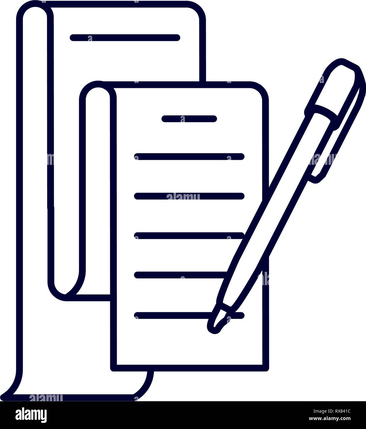 pen ink write with paper document vector illustration design Stock ...