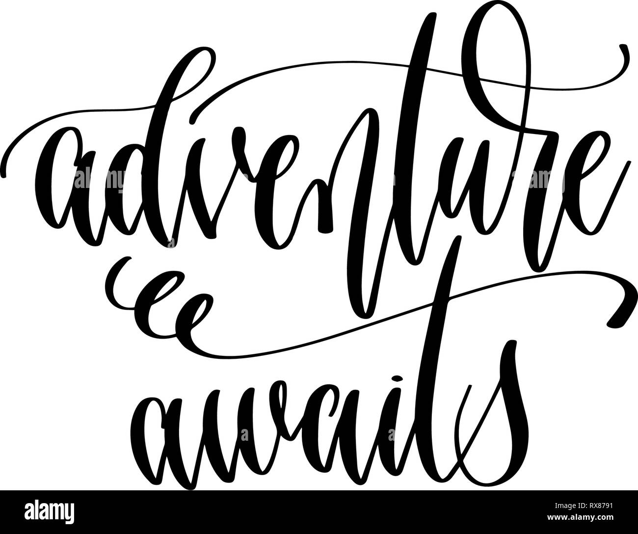 adventure awaits - hand lettering inscription text about happy summer ...