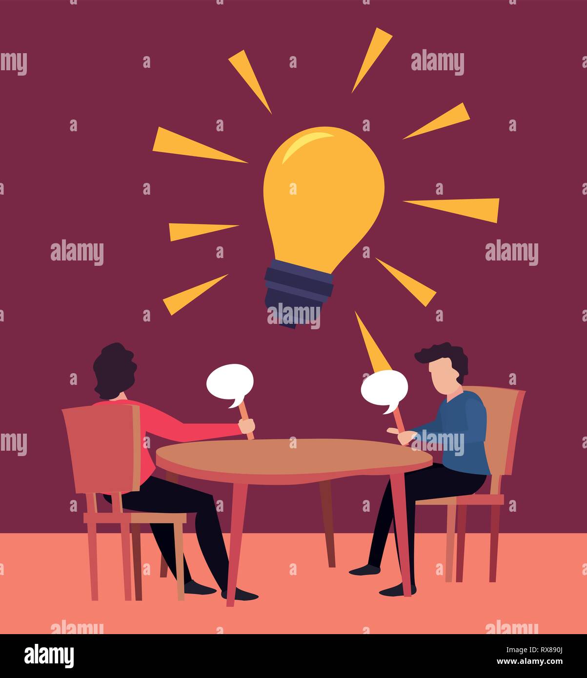 trivia night couple playing in the table vector illustration Stock ...