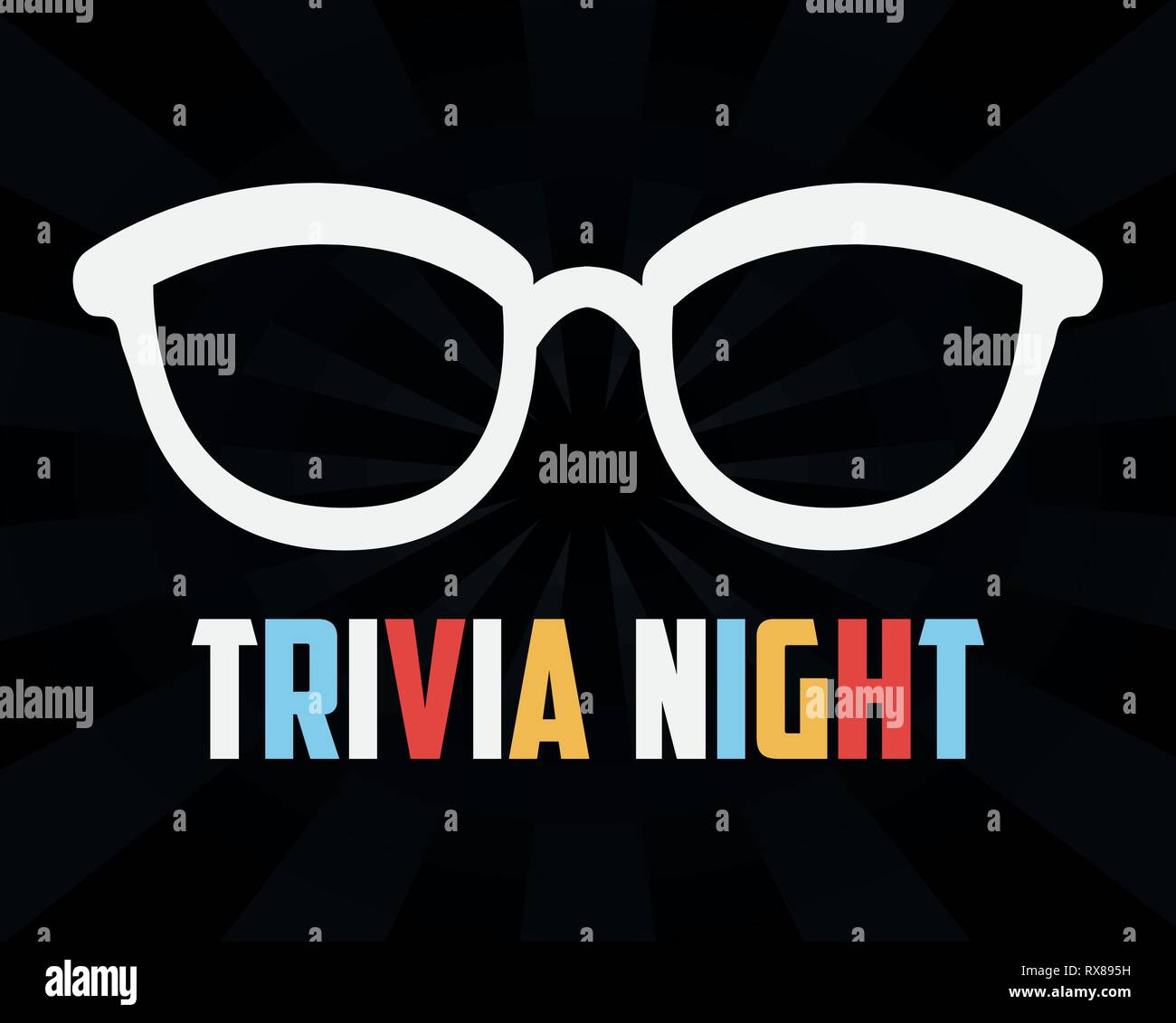 trivia night eyeglasses black background vector illustration Stock ...