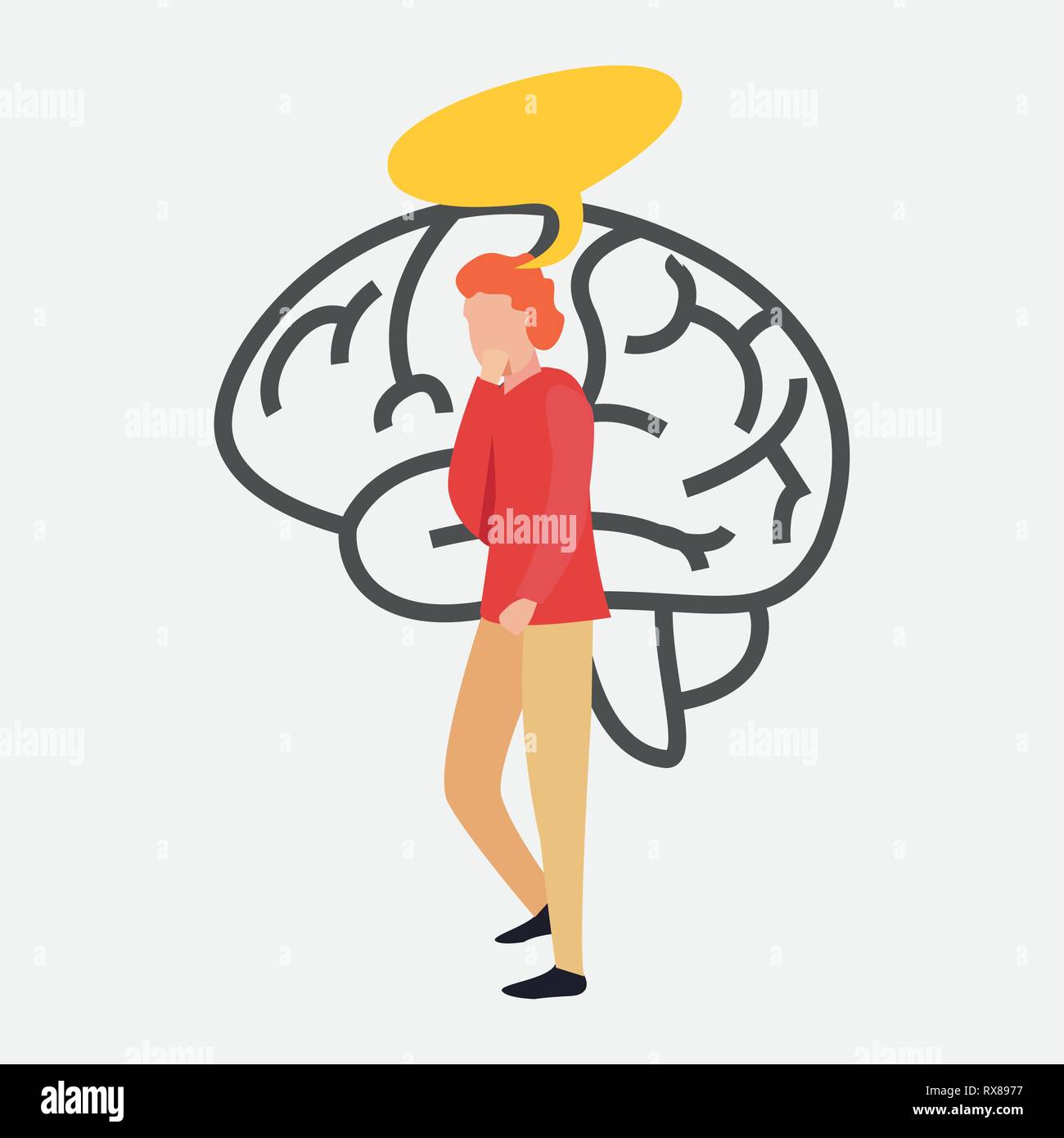 trivia night man thinking brain vector illustration Stock Vector Image ...