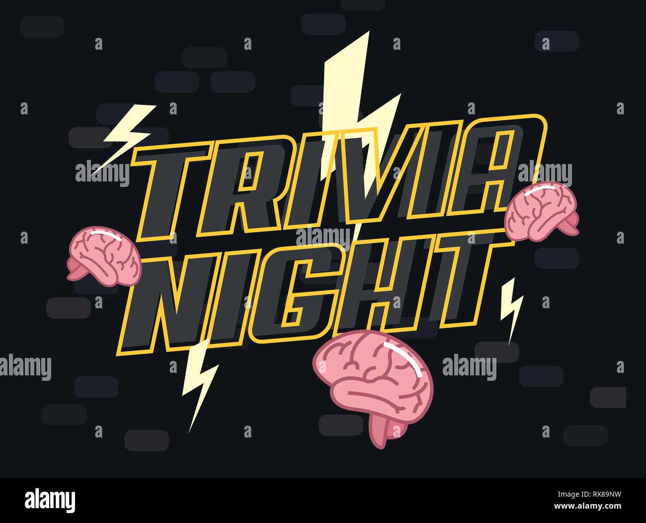 trivia night brain creativity genius vector illustration Stock Vector ...