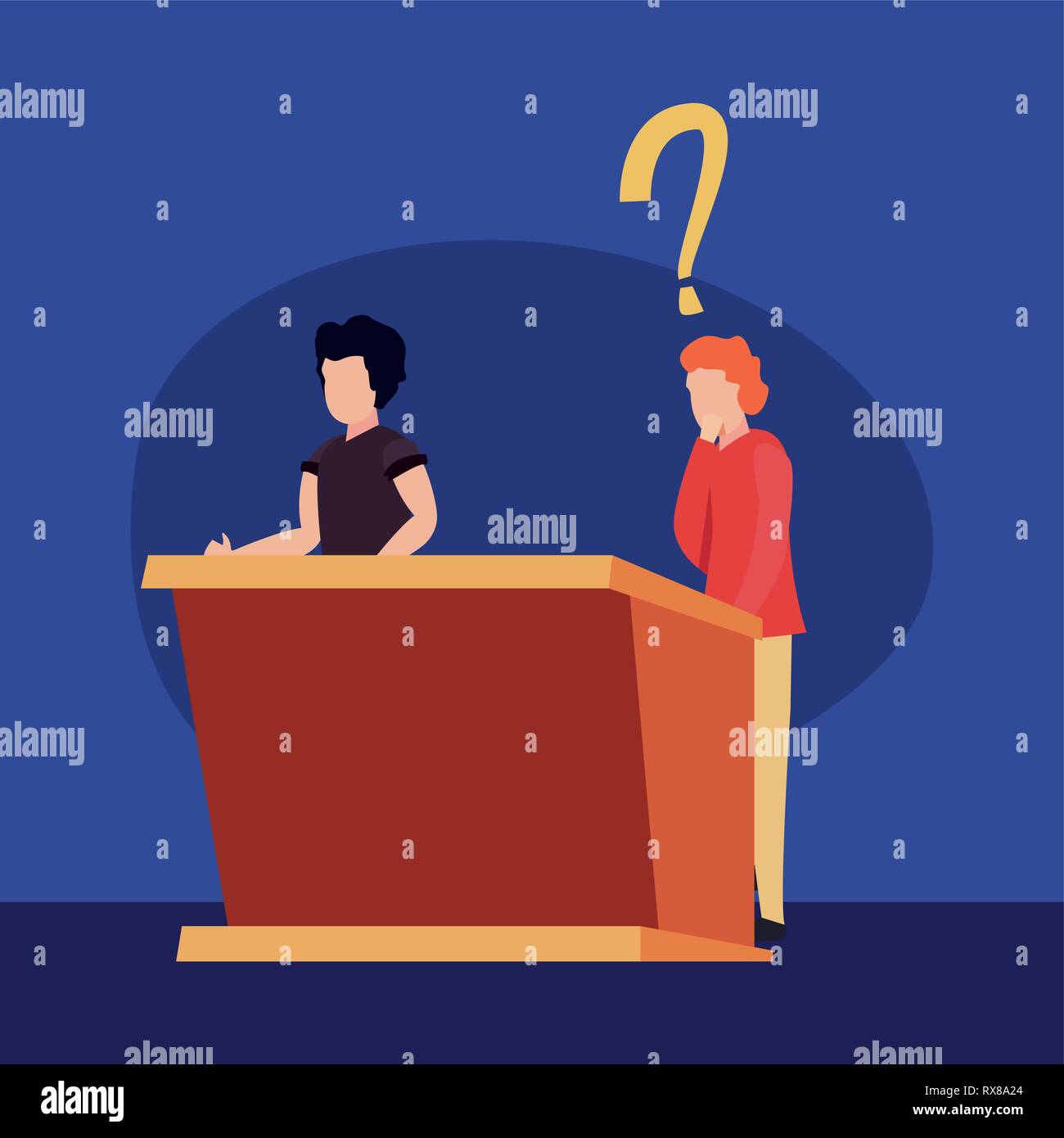 trivia night men thinking stand game vector illustration Stock Vector ...
