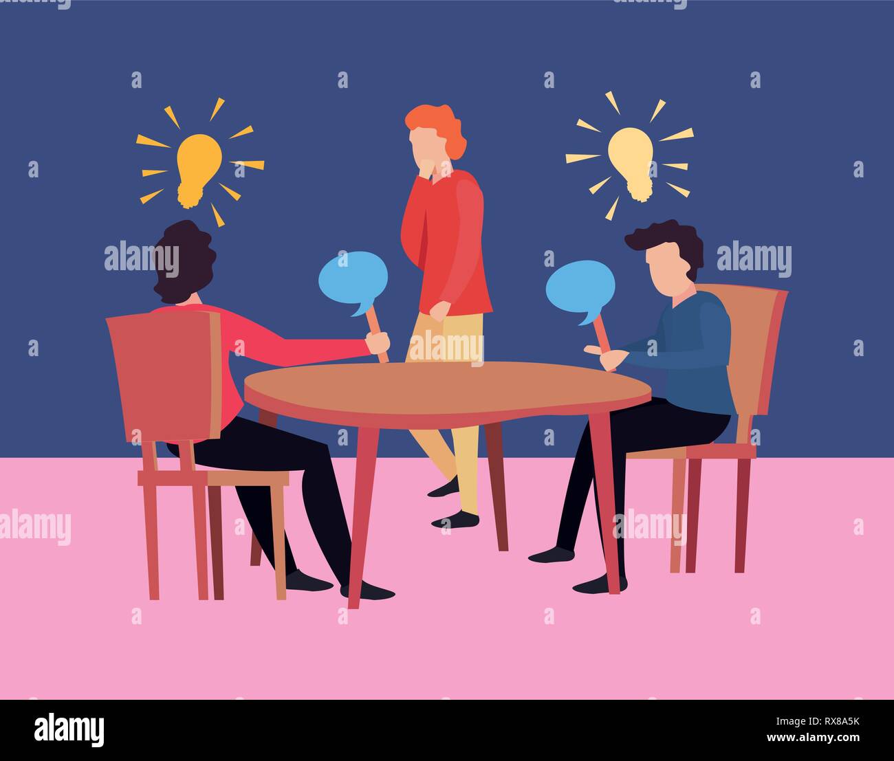 trivia night group people thinking playing vector illustration Stock ...