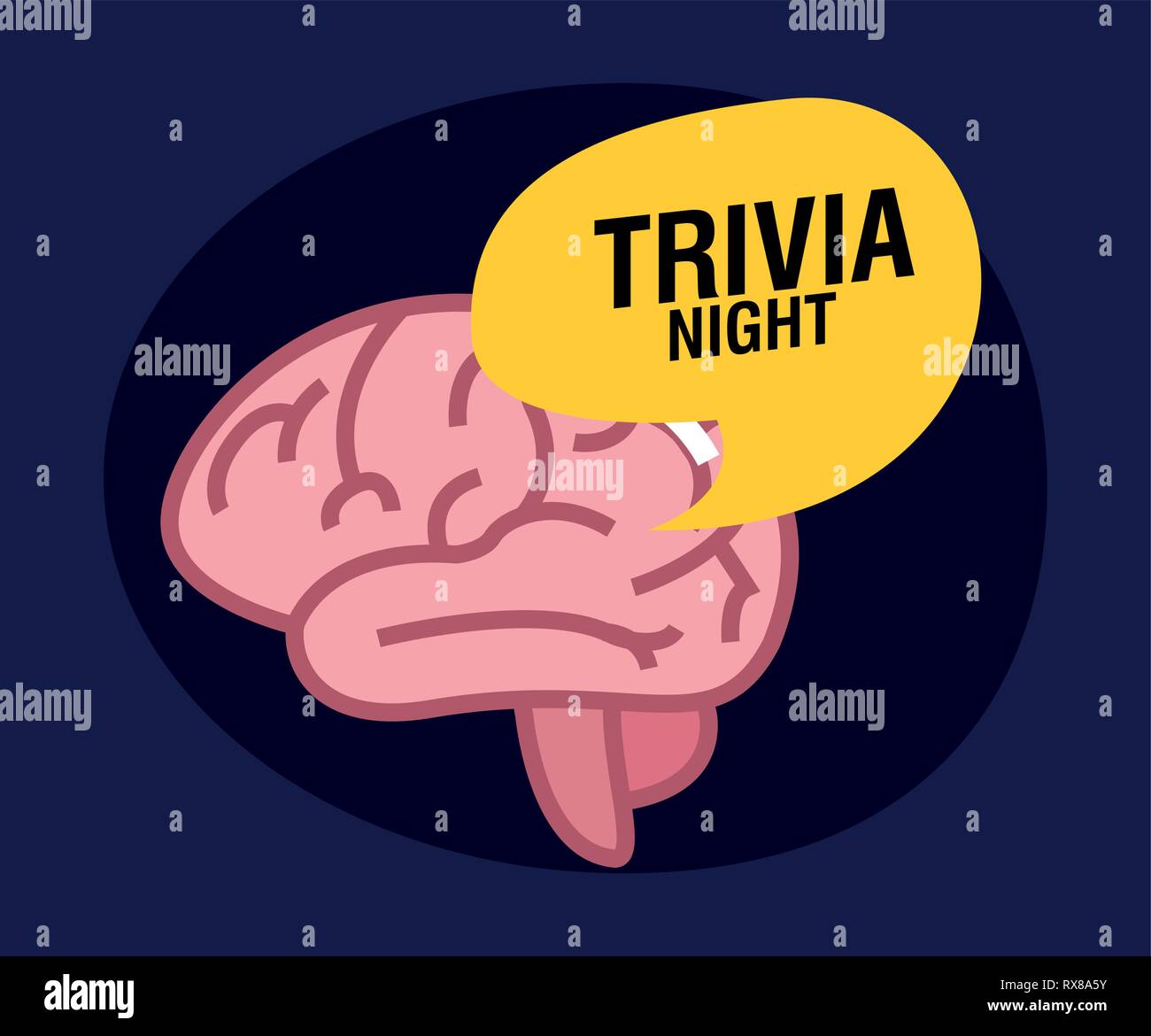 trivia night brain creativity idea vector illustration Stock Vector ...