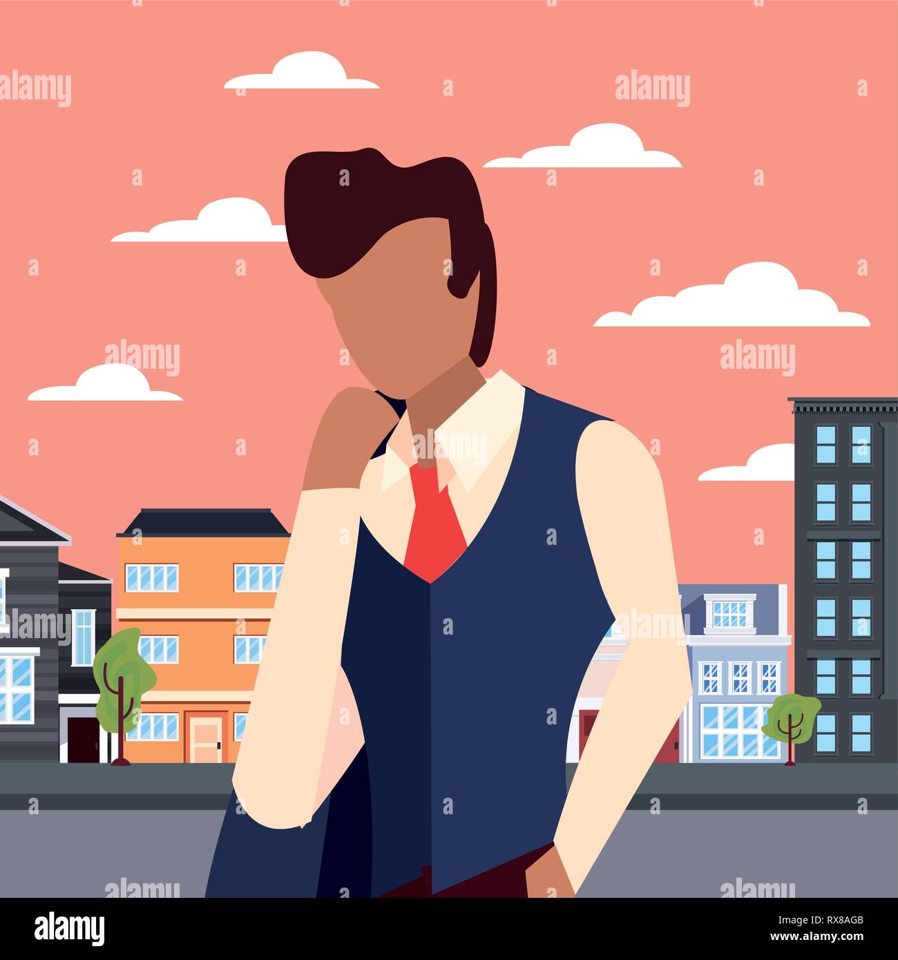 man portrait model city activity vector illustration Stock Vector Image ...