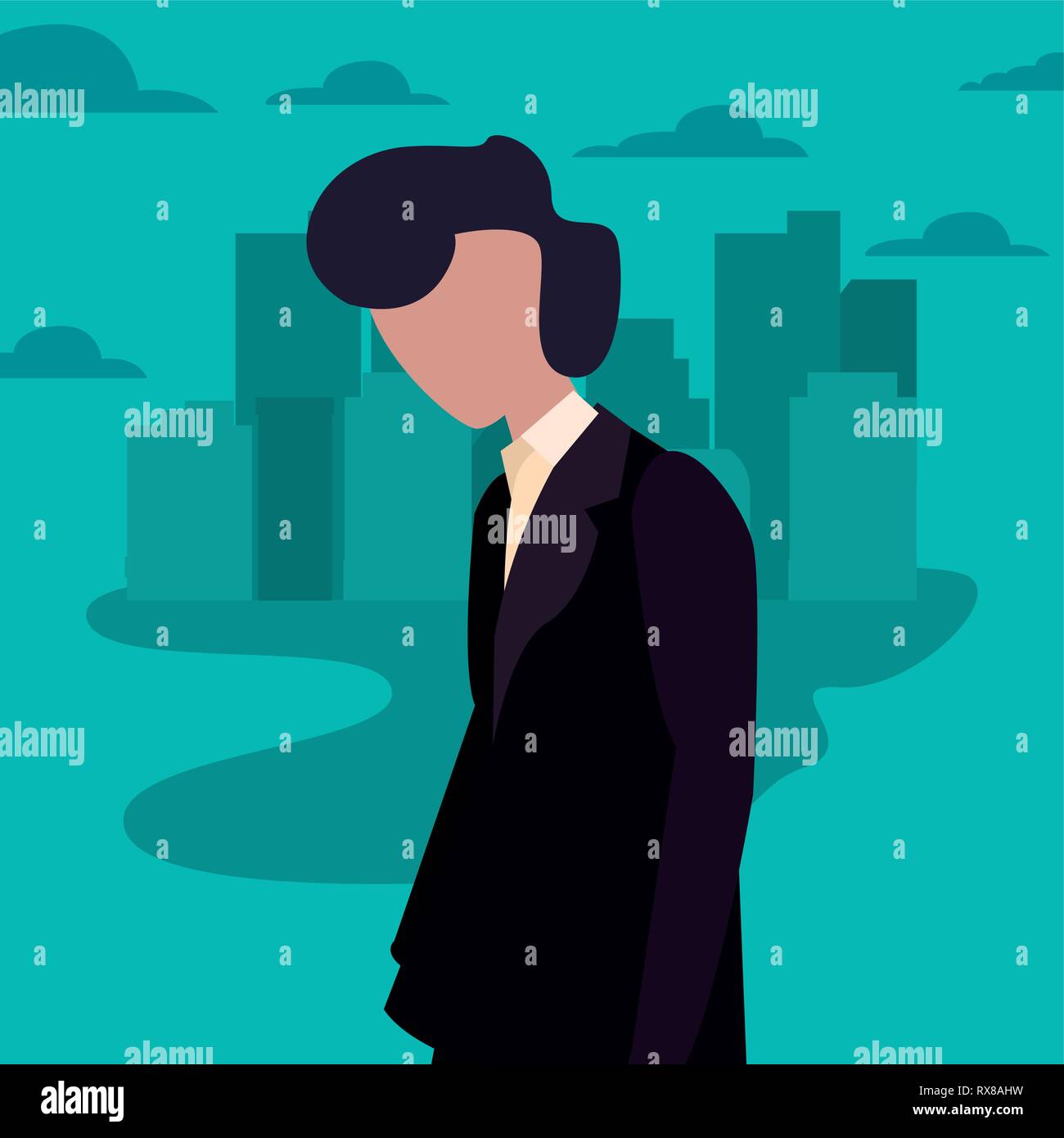 man portrait in the city activity vector illustration Stock Vector ...
