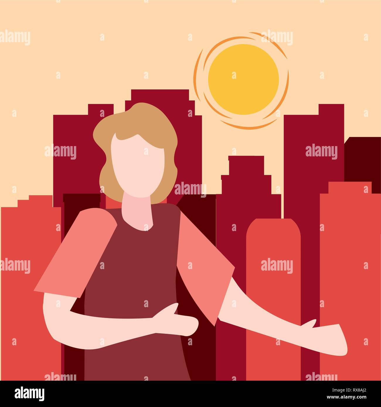 man portrait in the city activity vector illustration Stock Vector ...