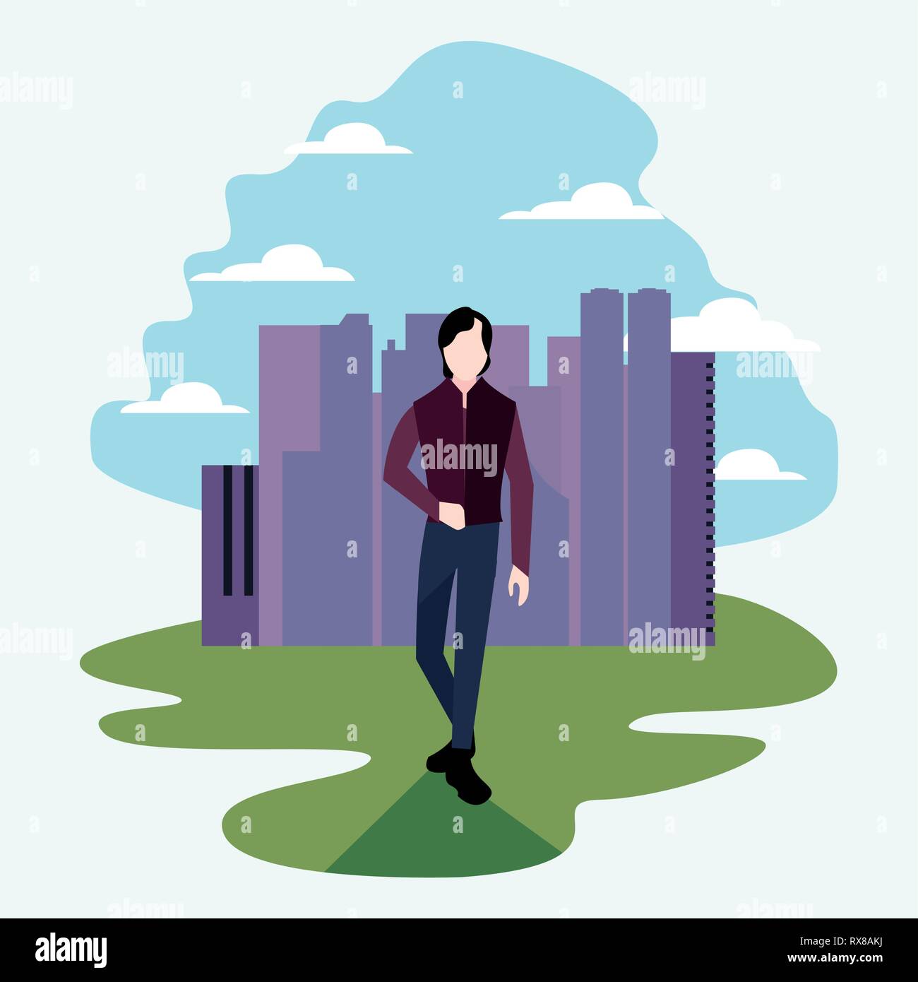 man standing in the city activity vector illustration Stock Vector ...