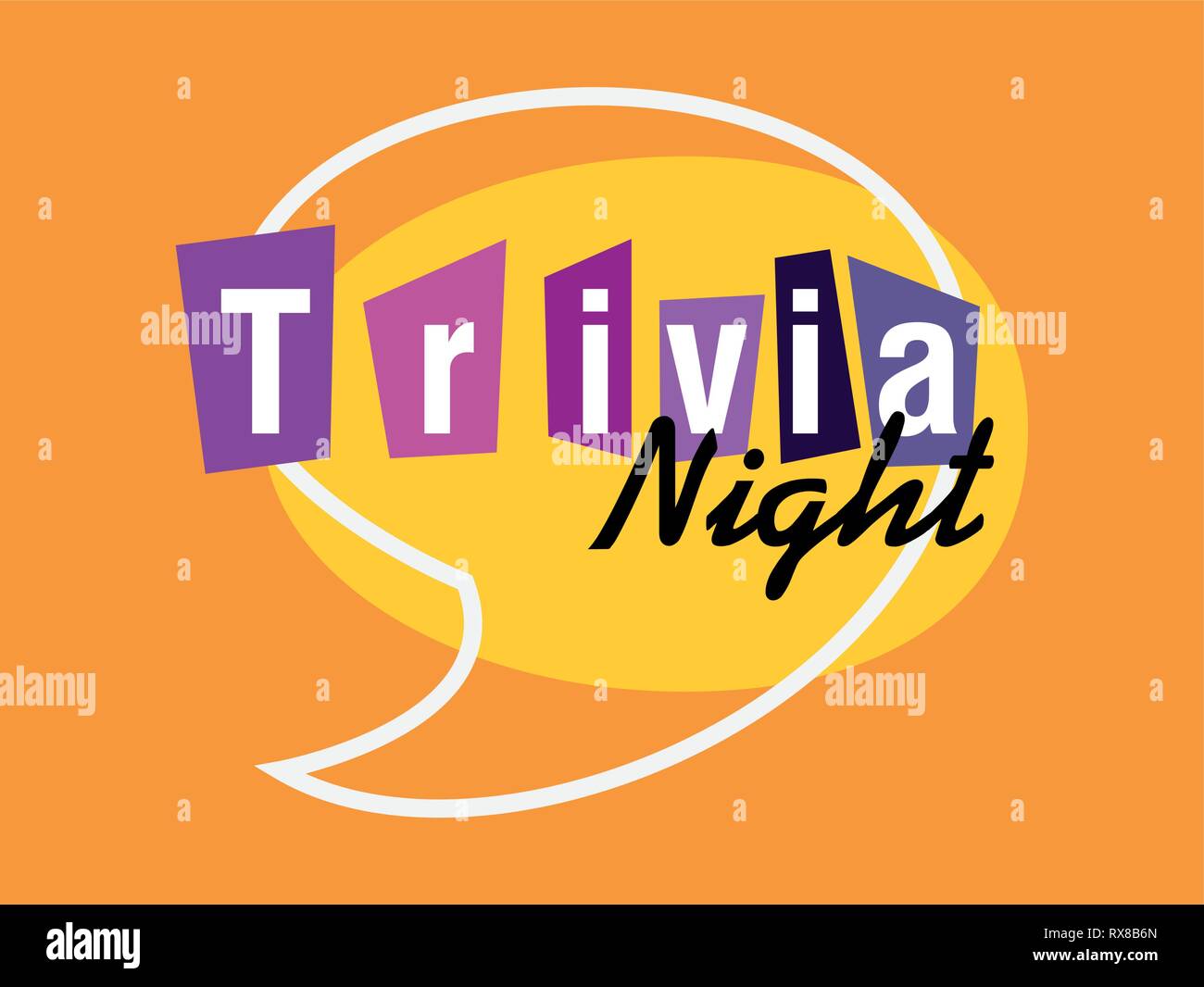 trivia night speech bubble announcement vector illustration Stock ...