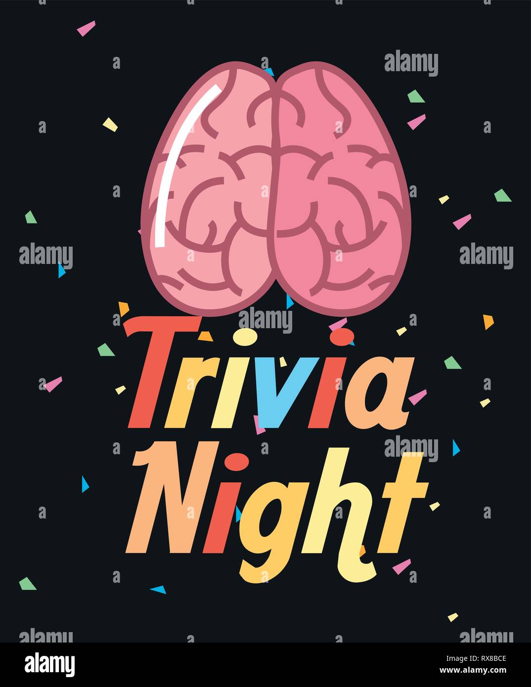 trivia night brain creativity lettering vector illustration Stock ...
