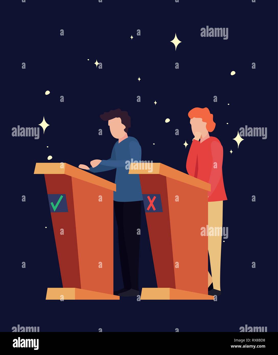 trivia night - men in the stand game vector illustration Stock Vector ...