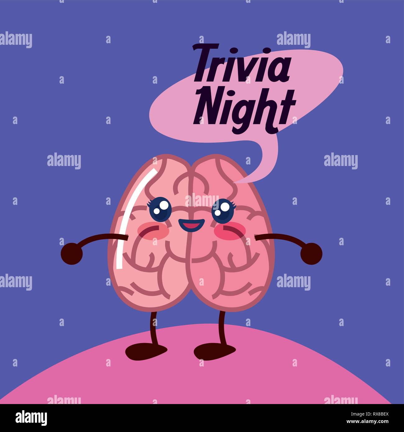 trivia night brain cartoon speech bubble vector illustration Stock ...