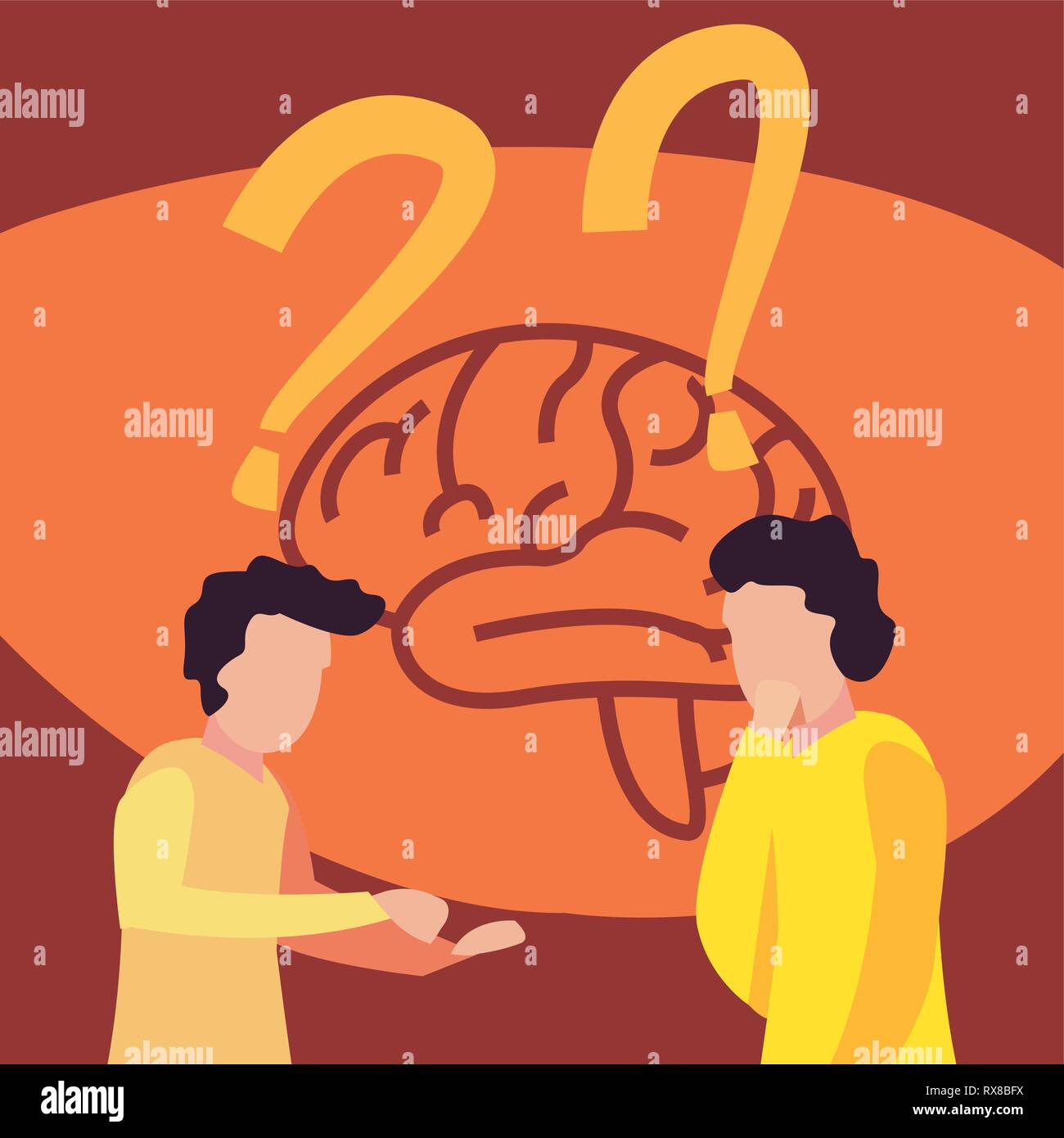 trivia night - men brain question signal vector illustration Stock ...