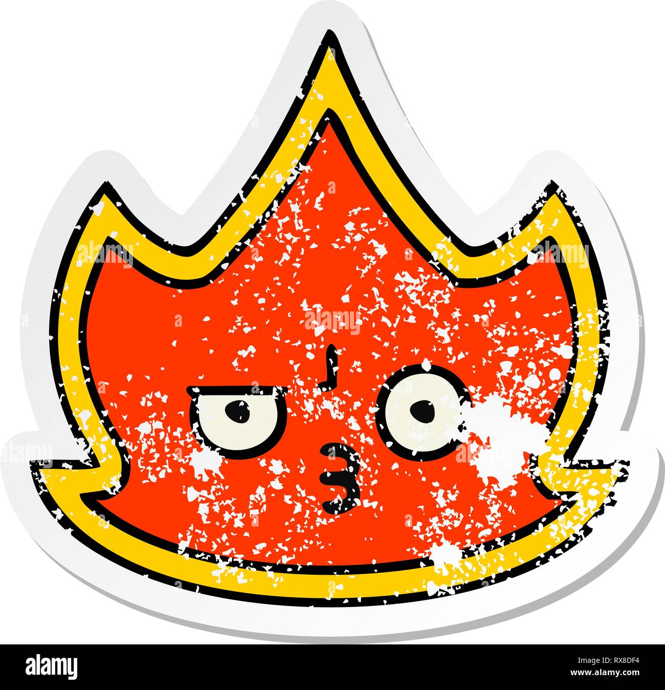 distressed sticker of a cute cartoon fire Stock Vector Image & Art - Alamy