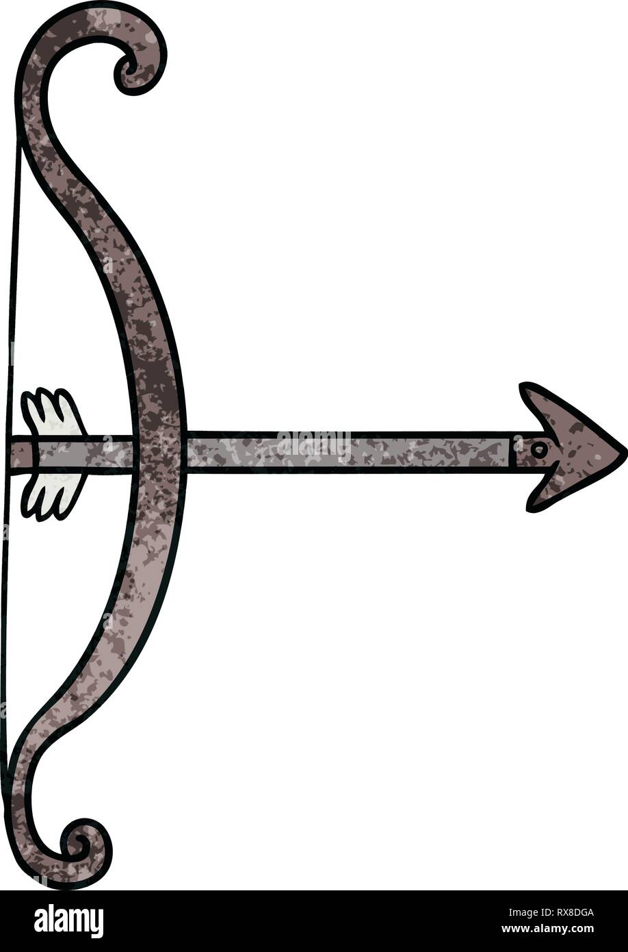 hand drawn textured cartoon doodle of a bow and arrow Stock Vector ...