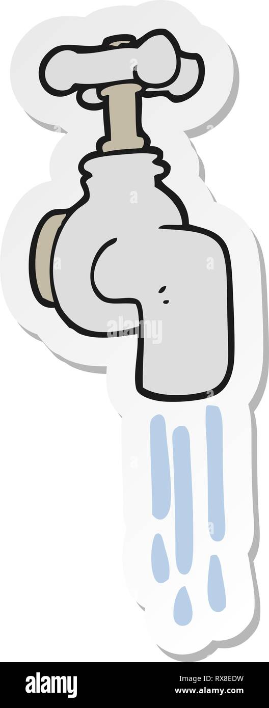 sticker of a cartoon running faucet Stock Vector Image & Art - Alamy