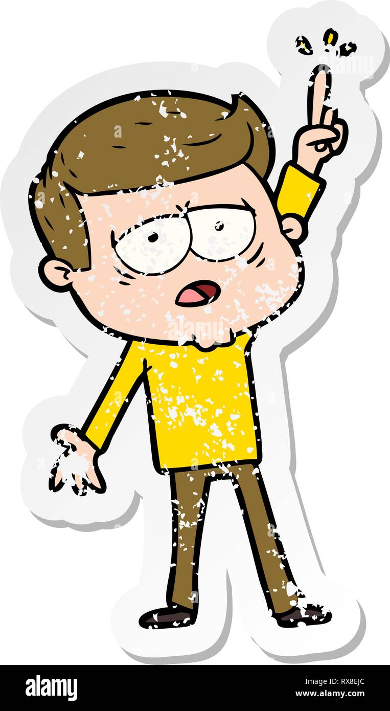 distressed sticker of a cartoon tired man pointing Stock Vector Image ...