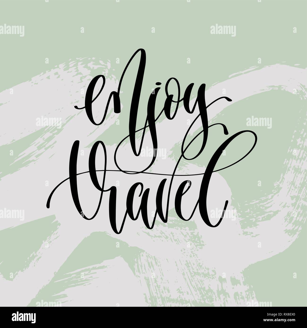 enjoy travel - hand lettering poster to summer holiday design on green ...