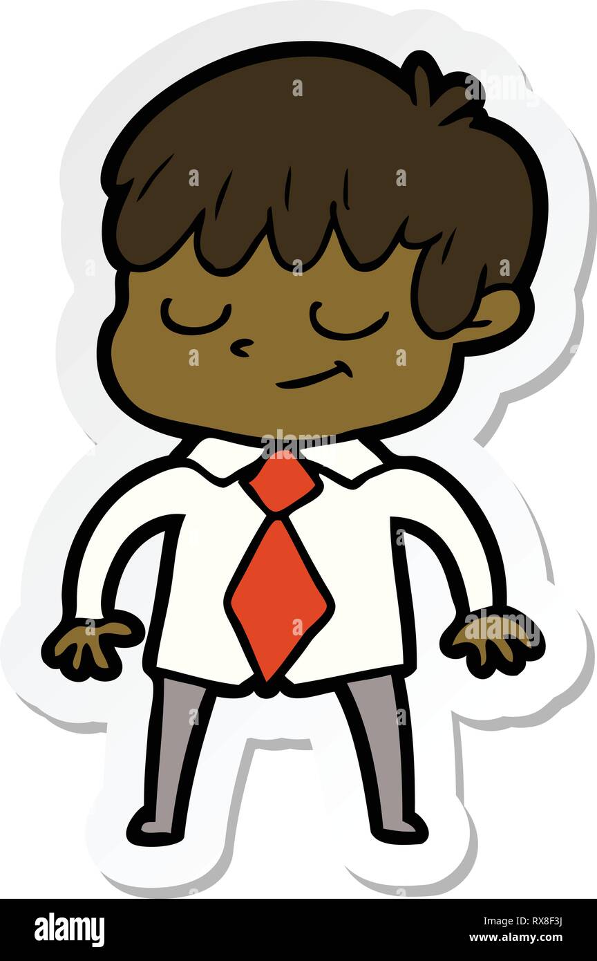 sticker of a cartoon happy boy Stock Vector Image & Art - Alamy